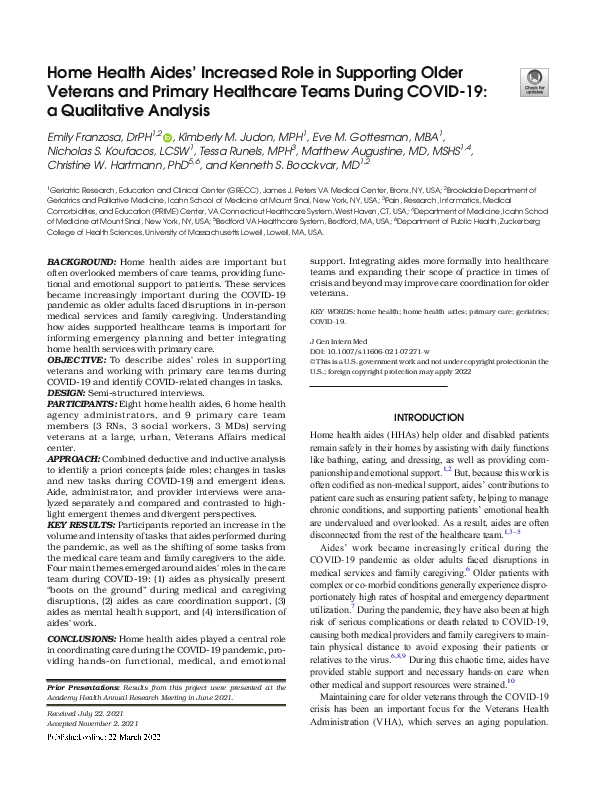 (PDF) Home Health Aides’ Increased Role in Supporting Older Veterans ...