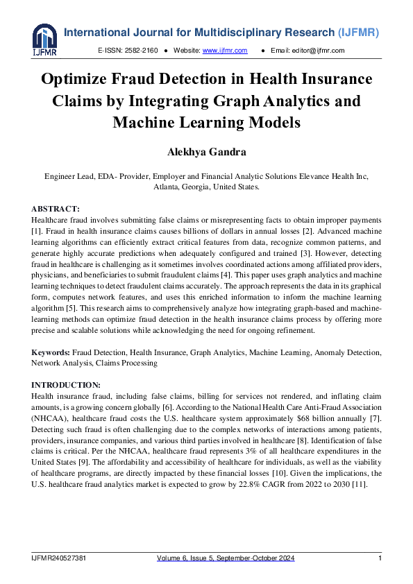 (PDF) Optimize Fraud Detection in Health Insurance Claims by ...
