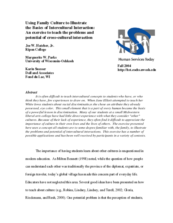 (PDF) Using Family Culture to Illustrate the Basics of Intercultural ...