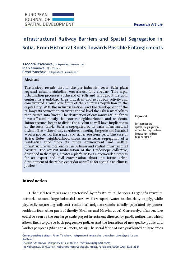 (PDF) Infrastructural Railway Barriers and Spatial Segregation in Sofia ...