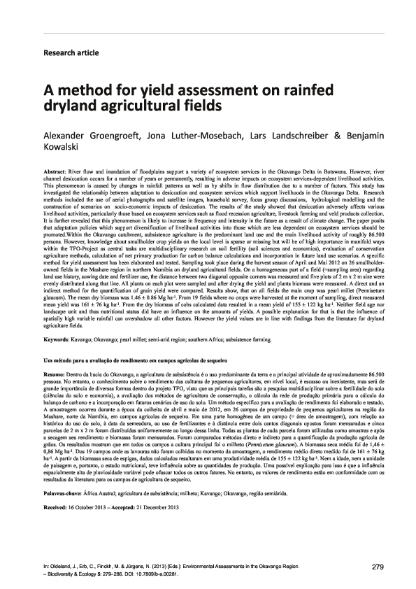 (PDF) A method for yield assessment on rainfed dryland agricultural fields