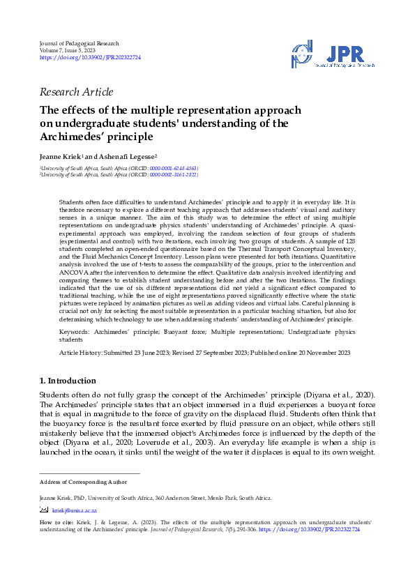 (PDF) The effects of the multiple representation approach on undergraduate students ...
