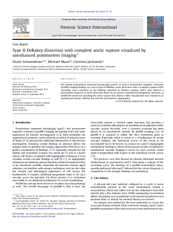 (PDF) Type II DeBakey dissection with complete aortic rupture ...