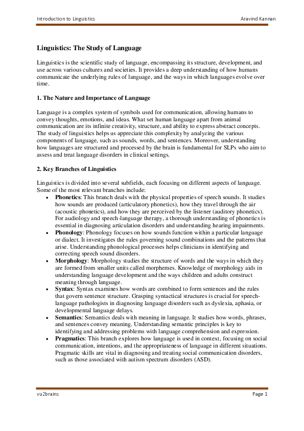 (PDF) Introduction to Linguistics