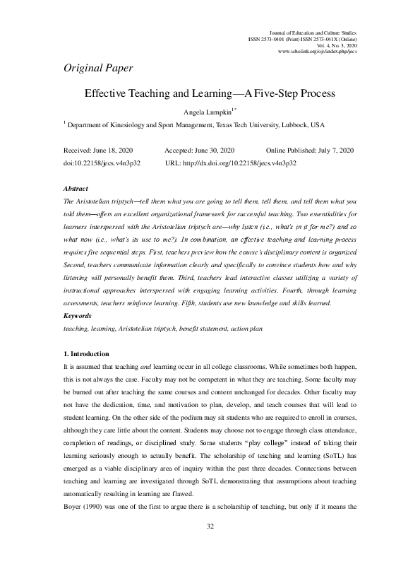 (PDF) Effective Teaching and Learning—A Five-Step Process