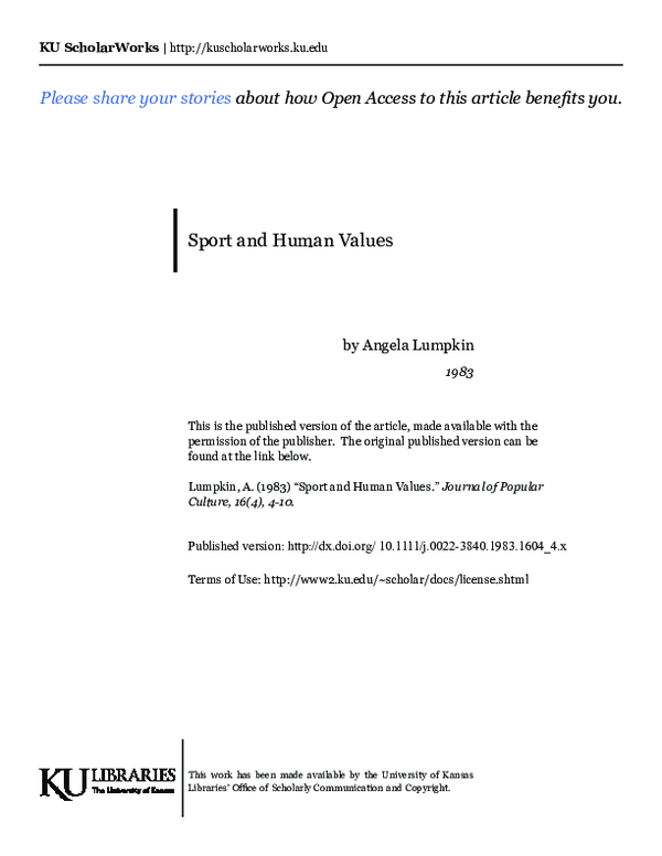 (PDF) Sport and Human Values
