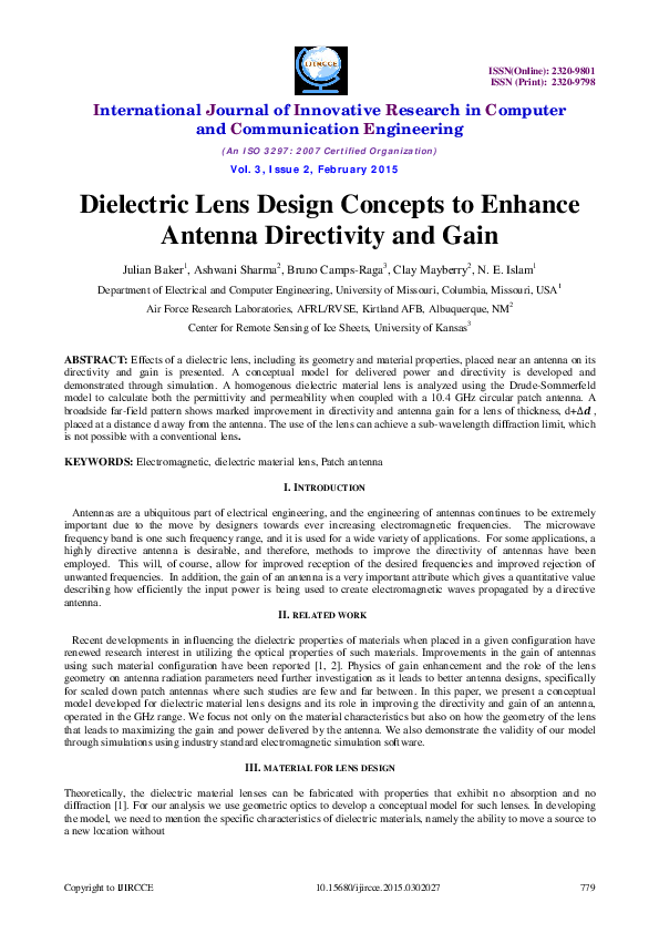 (PDF) Dielectric Lens Design Concepts to Enhance Antenna Directivity ...