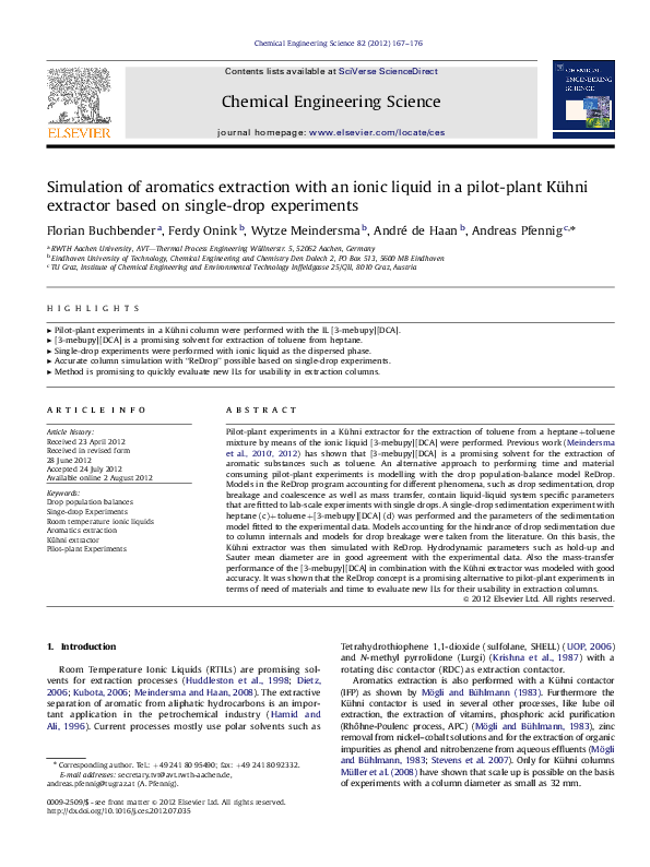 (PDF) Simulation of aromatics extraction with an ionic liquid in a ...