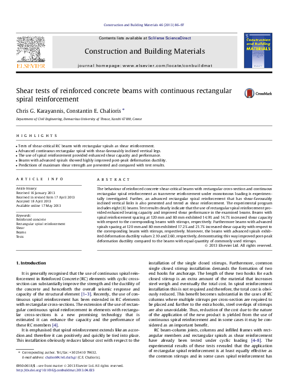 (PDF) Shear tests of reinforced concrete beams with continuous ...
