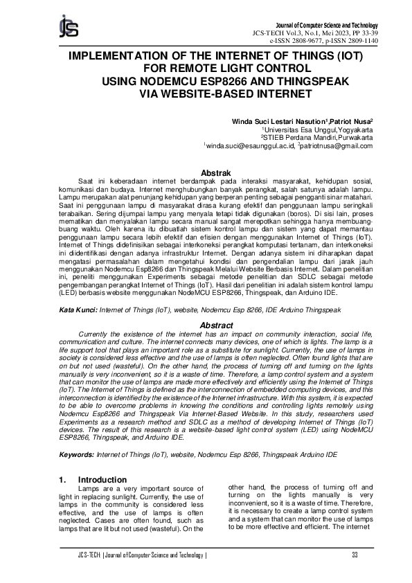 (PDF) Implementation of the Internet of Things (Iot) for Remote Light Control Using Nodemcu ...