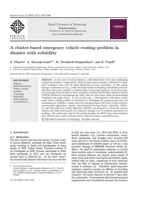 (PDF) A cluster-based emergency vehicle routing problem in disaster ...