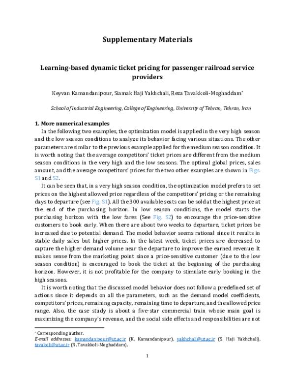 (PDF) Learning-based dynamic ticket pricing for passenger railway ...