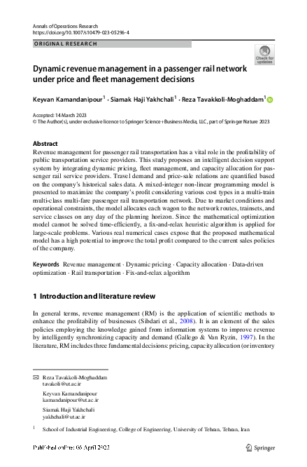 (PDF) Dynamic revenue management in a passenger rail network under ...