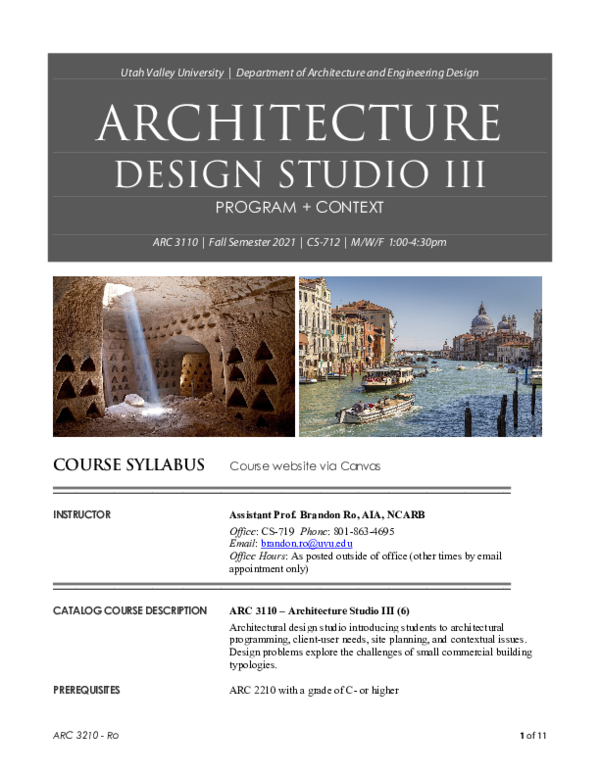 (PDF) Architecture Design Studio III - Program & Context (ARC 3110) - Fall 2021 | Brandon R Ro ...