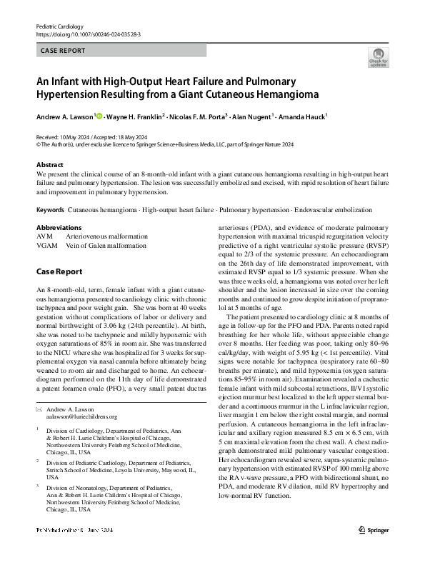 (PDF) An Infant with High-Output Heart Failure and Pulmonary ...