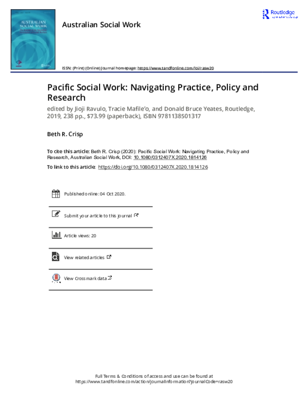(PDF) Pacific Social Work: Navigating Practice, Policy and Research