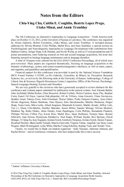 (PDF) Notes from the Editors