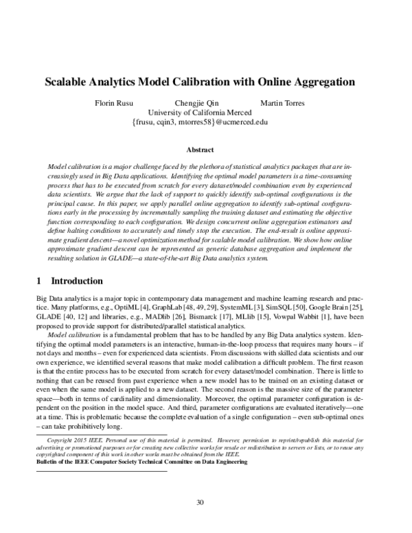 (PDF) Scalable Analytics Model Calibration with Online Aggregation