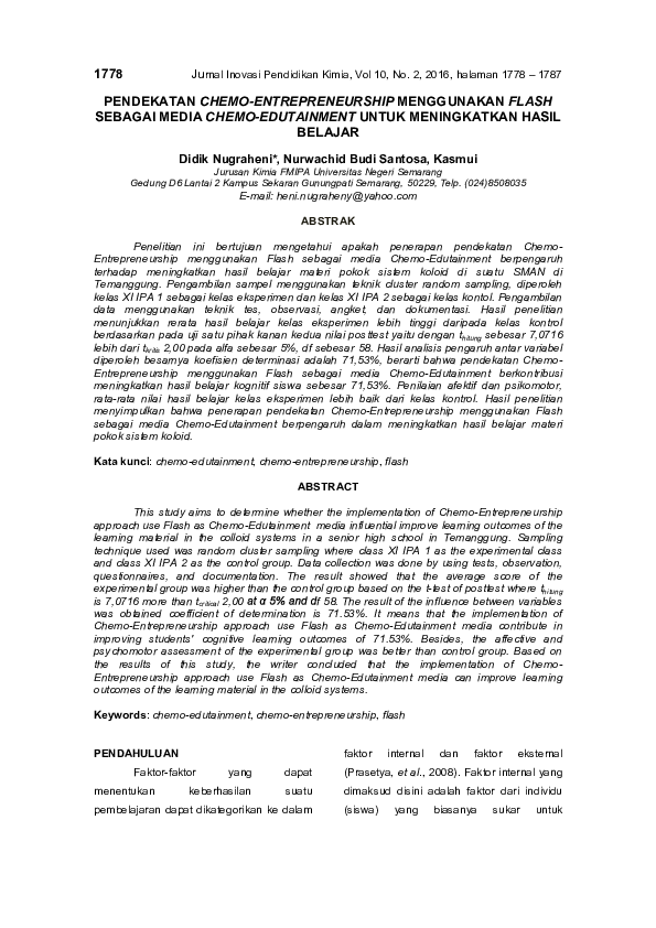 (PDF) Pendekatan Chemo-Entrepreneurship Menggunakan Flash Sebagai Media ...