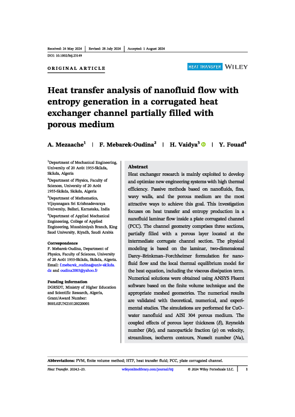 (PDF) Heat transfer analysis of nanofluid flow with entropy generation in a corrugated heat ...