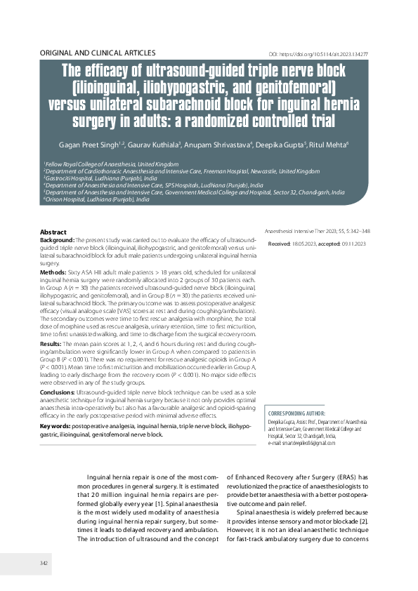 (PDF) The efficacy of ultrasound-guided triple nerve block (ilioinguinal, iliohypogastric, and ...