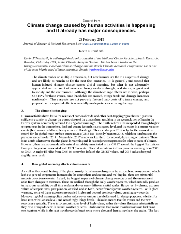 (PDF) Climate change caused by human activities is happening and it ...