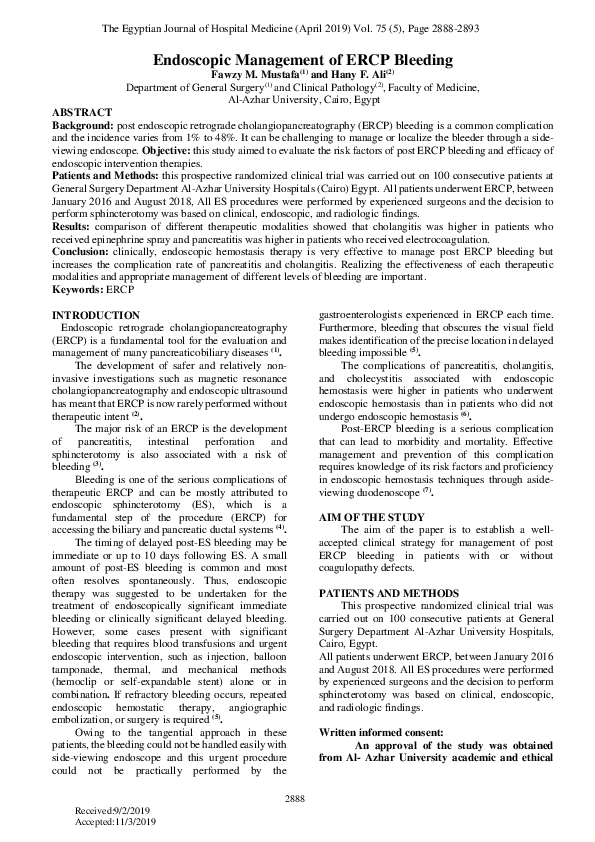 (PDF) Endoscopic Management of ERCP Bleeding