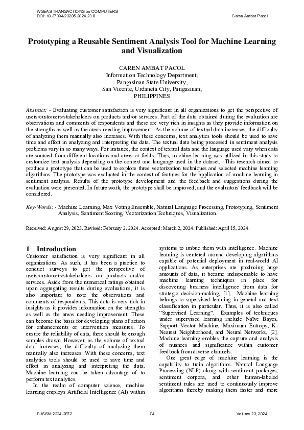 (PDF) Prototyping a Reusable Sentiment Analysis Tool for Machine Learning and Visualization