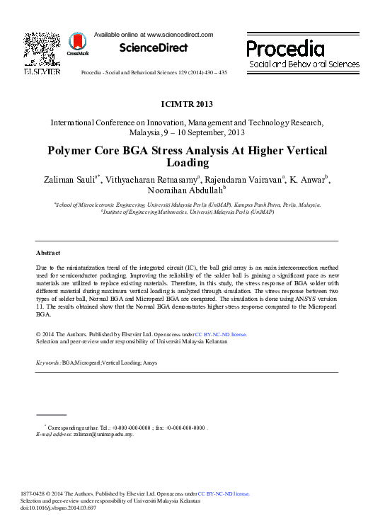 (PDF) Polymer Core BGA Stress Analysis at Higher Vertical Loading