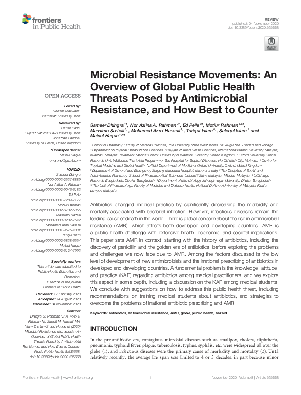 (PDF) Microbial Resistance Movements: An Overview of Global Public ...
