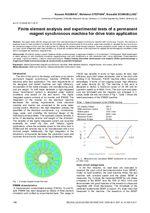 (PDF) Finite element analysis and experimental tests of a permanent ...