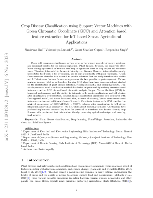 (PDF) Crop Disease Classification using Support Vector Machines with Green Chromatic Coordinate ...