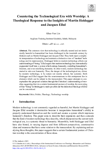 (PDF) Countering the Technological Era with Worship: A Theological ...
