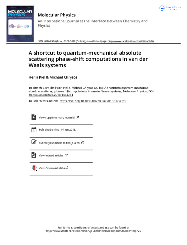 (PDF) A shortcut to quantum-mechanical absolute scattering phase-shift computations in van der ...