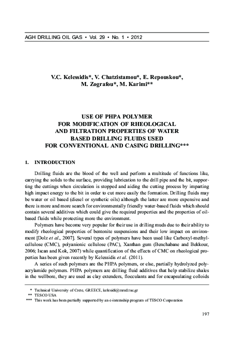 (PDF) Use of PHPA polymer for modification of rheological and ...