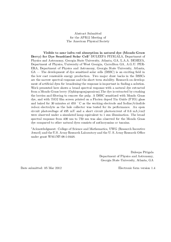 (PDF) Visible to near infra red absorption in natural dye (Mondo Grass ...