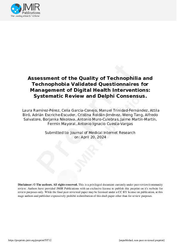 (PDF) Assessment of the Quality of Technophilia and Technophobia Validated Questionnaires for ...
