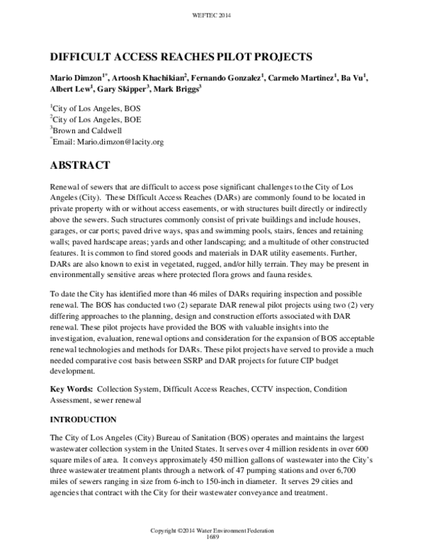 (PDF) Difficult Access Reaches Pilot Projects