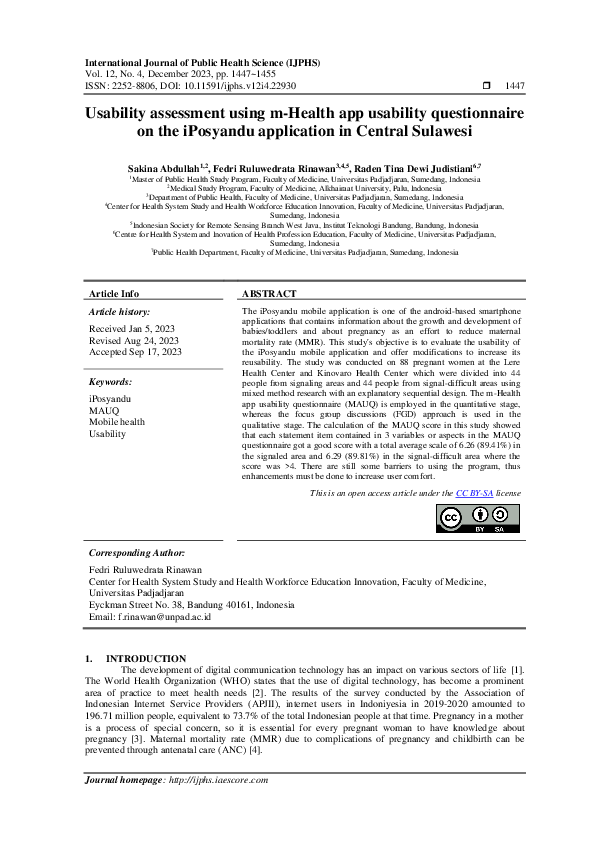 Pdf Usability Assessment Using M Health App Usability Questionnaire