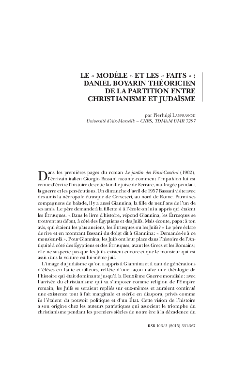 (PDF) Le « modèle » et les « faits » : Daniel Boyarin théoricien de la ...