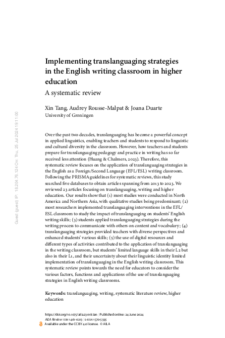 (PDF) Implementing translanguaging strategies in the English writing ...