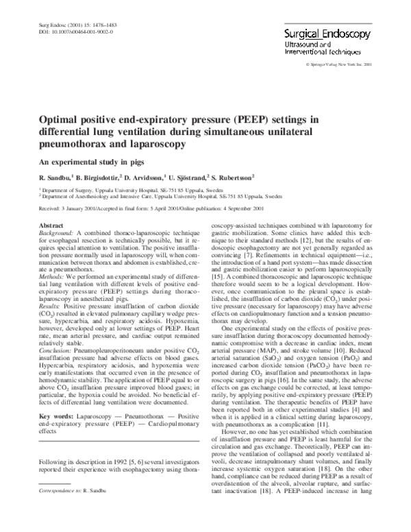 (PDF) Optimal Positive end-expiratory pressure (PEEP) settings ...
