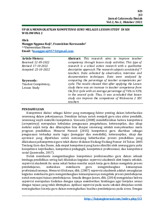 (PDF) Upaya Meningkatkan Kompetensi Guru Melalui Lesson Study DI Sdi Wolowona 2