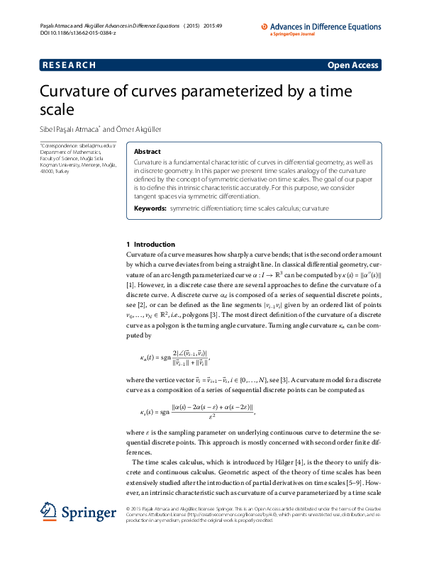 (PDF) Curvature of curves parameterized by a time scale