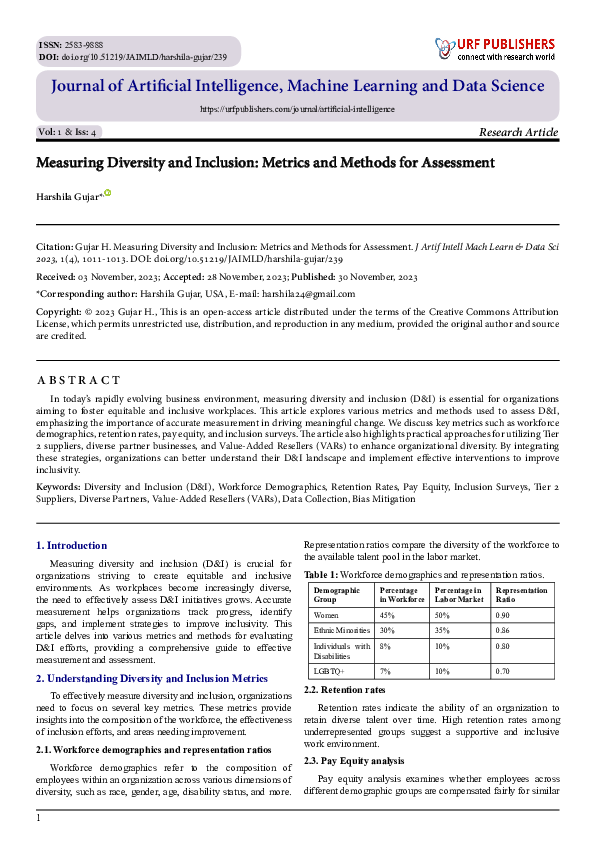 (PDF) Assessment for Methods and Metrics :Inclusion and Diversity ...