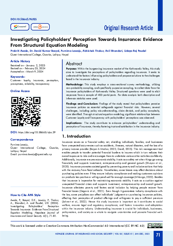 (PDF) Investigating Policyholders’ Perception Towards Insurance ...