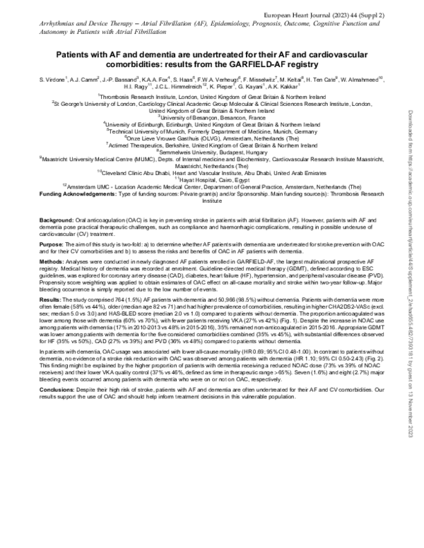 (PDF) Patients with AF and dementia are undertreated for their AF and ...