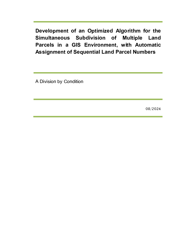 Pdf Development Of An Optimized Algorithm For The Simultaneous Subdivision Of Multiple Land