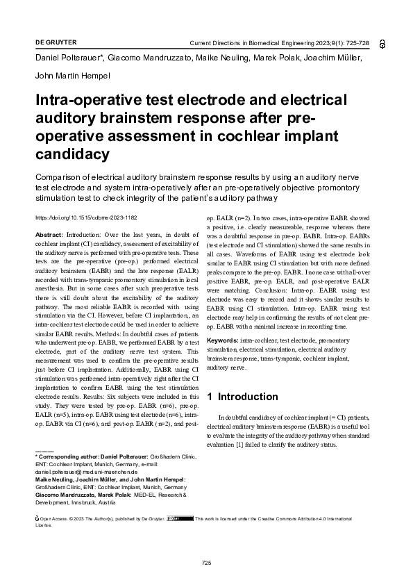 (PDF) Intra-operative test electrode and electrical auditory brainstem ...