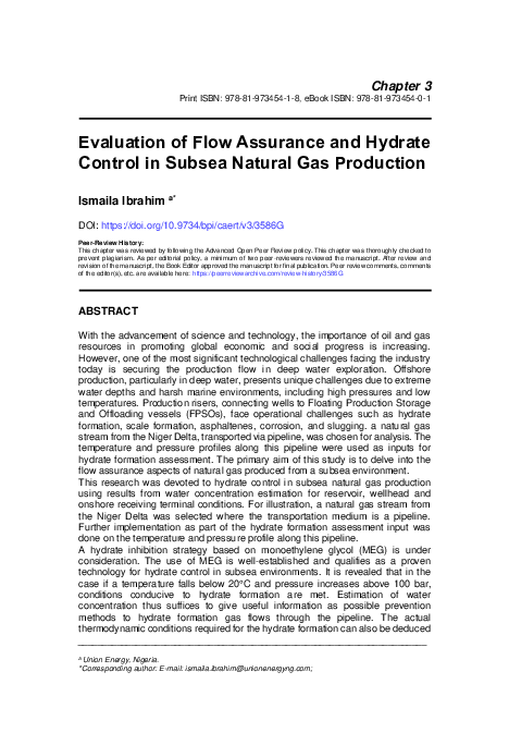 (PDF) Evaluation of Flow Assurance and Hydrate Control in Subsea ...